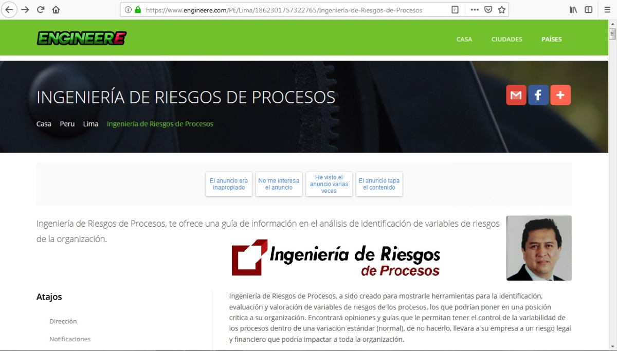 Agradecimiento a ENGINEERE - Ingeniería de Riesgos de Procesos